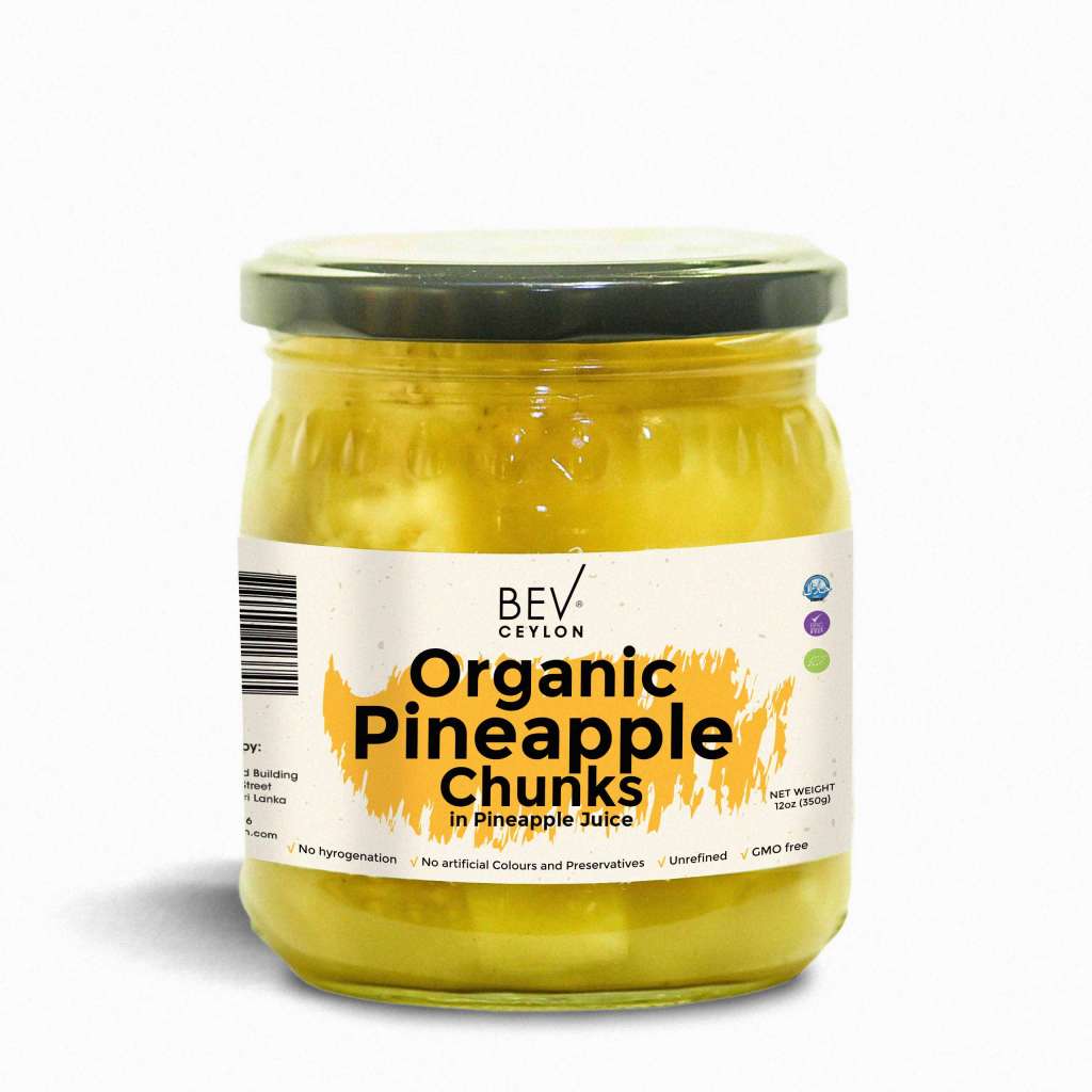 Organic Pineapple Chunks in Pineapple Juice/Sugar Syrup - BEV CEYLON Organic Pineapple Chunks in Pineapple Juice/Sugar Syrup - BEV CEYLON